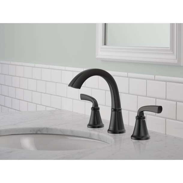 Delta Velum Widespread Curved Bathroom Faucet 3 Hole, 2-handle Bathroom Sink Faucet with Drain ...